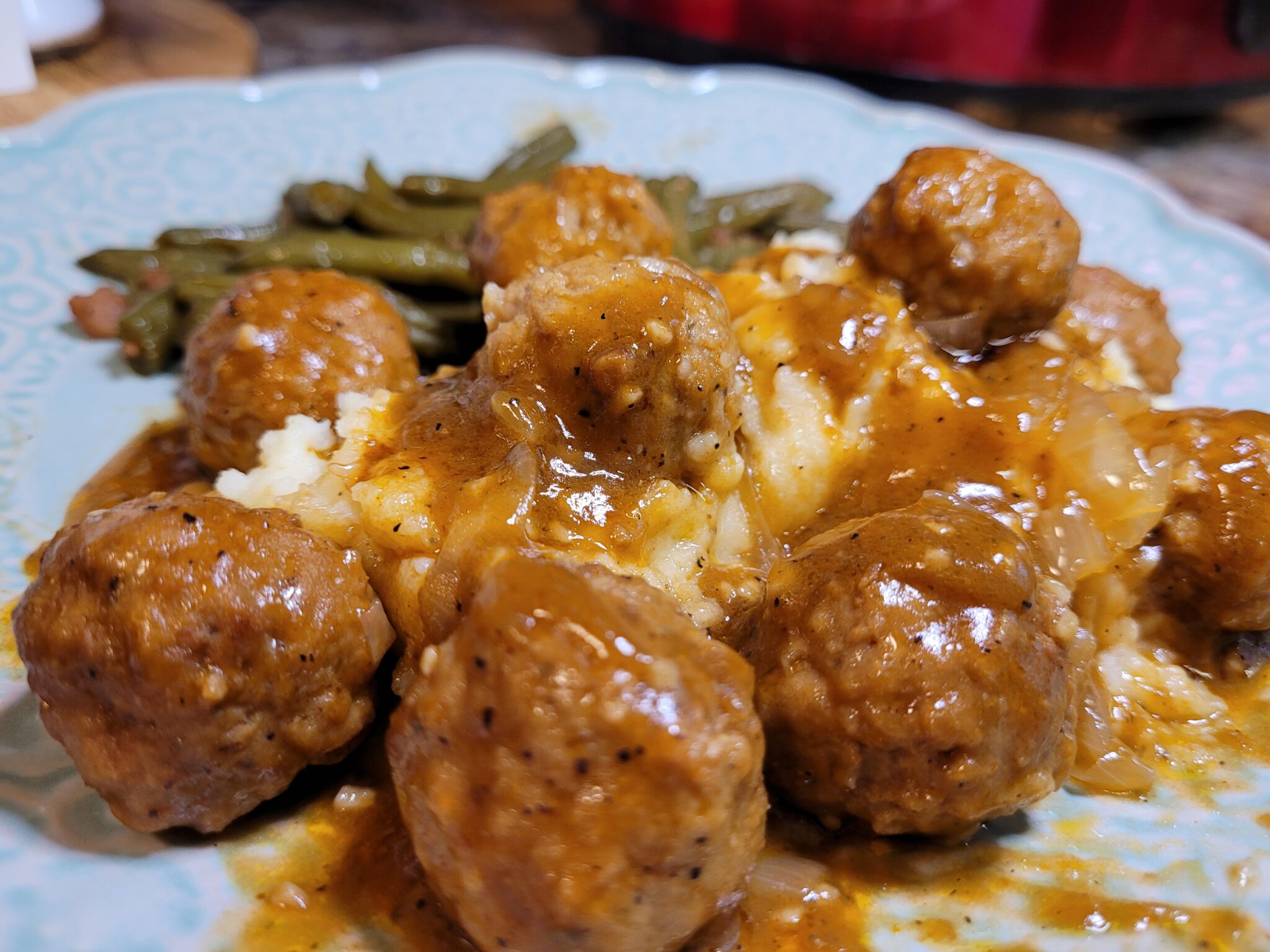 Crockpot Salisbury Steak Meatballs - In the Kitchen with Momma Mel
